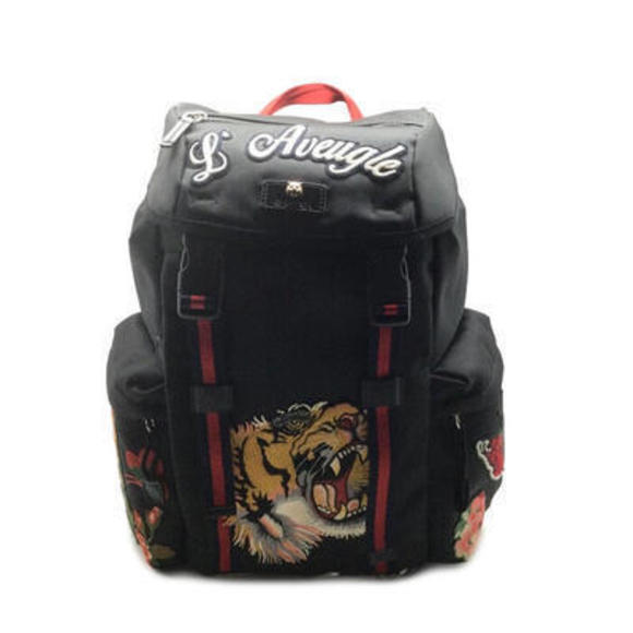 Gucci | Bags | Gucci Embroidered Tiger Backpack Techno Black | Poshmark